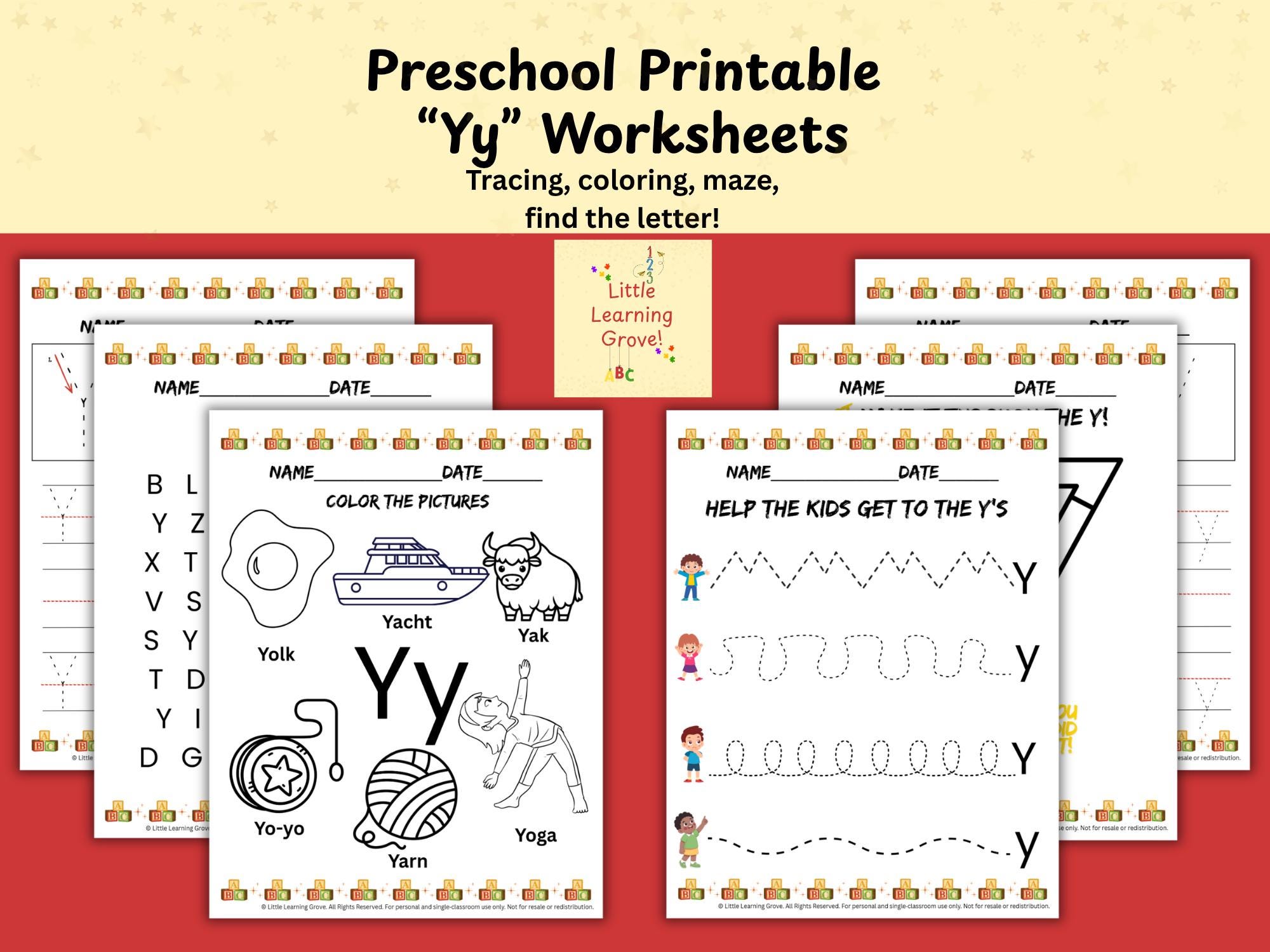 Letter Y Worksheets – Preschool Alphabet Activities – Tracing, Coloring ...