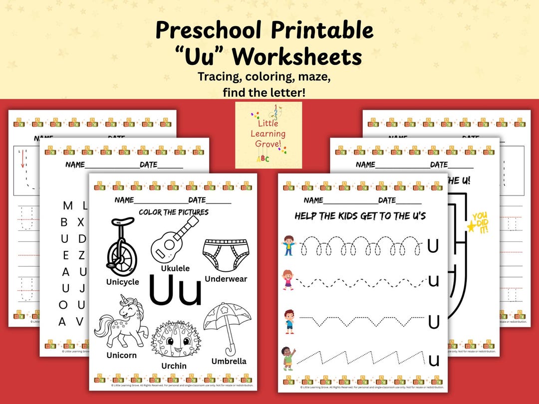 Letter U Worksheets – Preschool Alphabet Activities – Tracing, Coloring ...