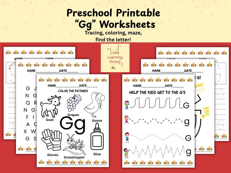 Letter G Worksheets – Preschool Alphabet Activities – Tracing, Coloring ...