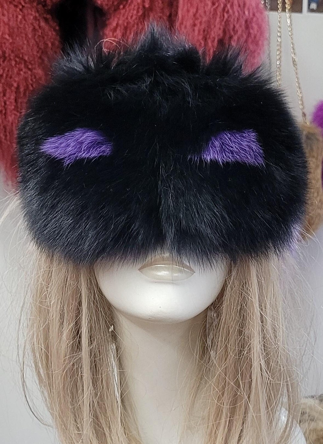 Black Fox and Purple Fox Fur Sleep Mask Blindfold. - Etsy