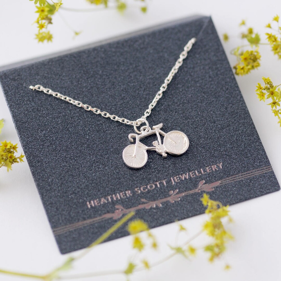 Silver Bicycle Necklace, Bike Jewellery, Cyclist Gifts, Sterling Silver ...