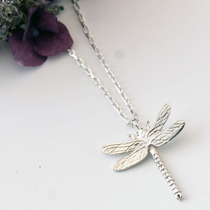 Dragonfly Necklace Dragonfly Pendant Silver Dragonfly - Etsy UK