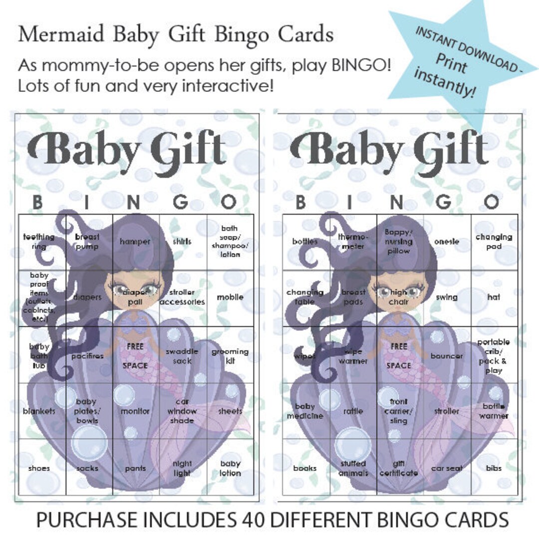 20% OFF- Baby Shower Game, Baby Gift Bingo, Mermaid, Under the Sea ...