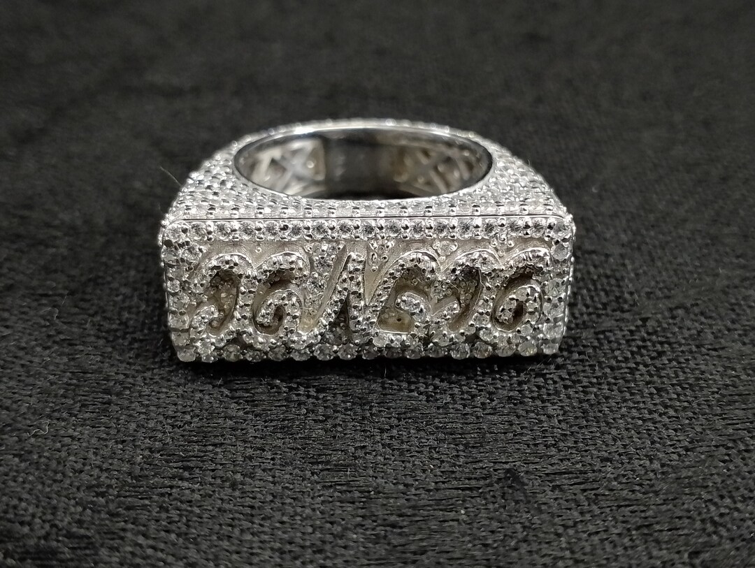 Iced Out Ring Rapper Ring Pinky Ring Hip Hop Style Ring Gift for Her ...