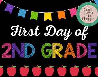 First Day of 2nd Grade Sign First Day of School Sign - Etsy