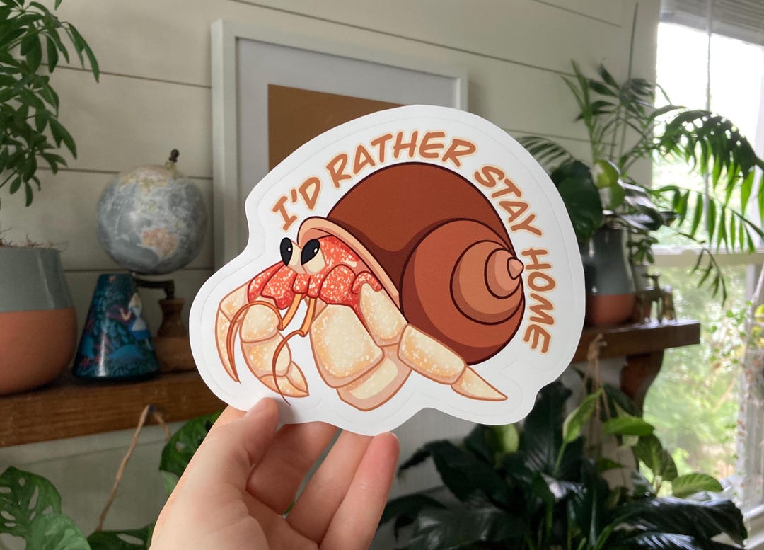 Hermit Crab Large Sticker Funny Gifts for Introverts Shy Friends ...