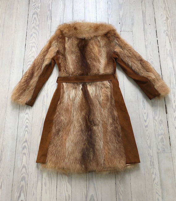 1970s Jacket / 70s Fox and Suede Coat / Medium - Gem