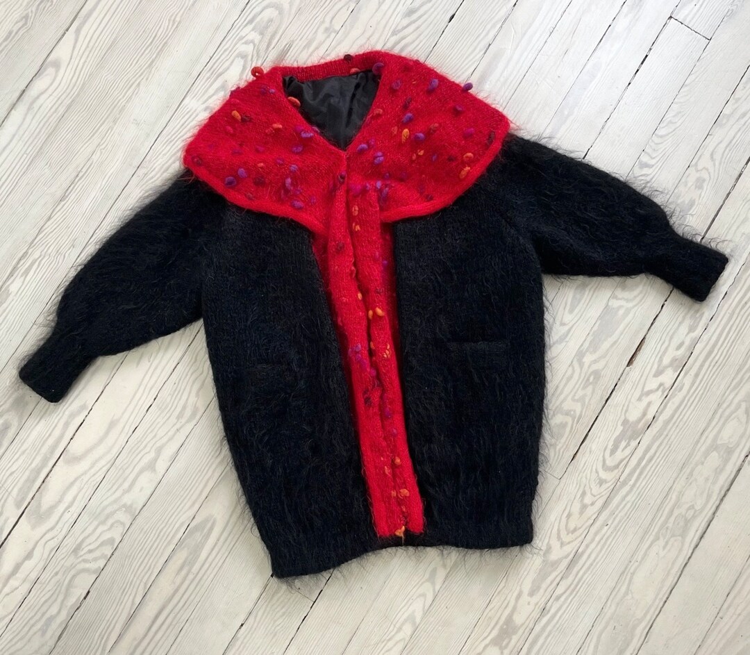 1980s Sweater / 80s Mohair Oversized Sweater Jacket / OSFM - Etsy