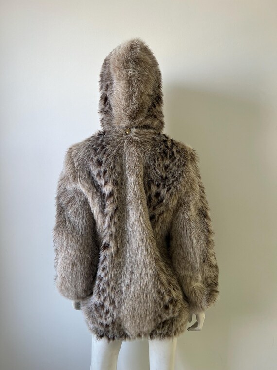 1980s Coat / 80s Lynx Faux Fur Coat / Medium - Gem