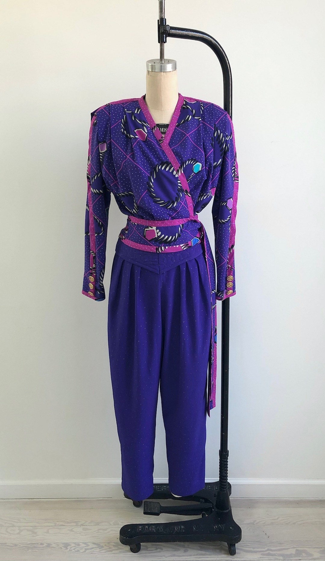1980s Set / 80s Purple 2 Piece Pant Set by Jeanne Marc / Medium - Etsy