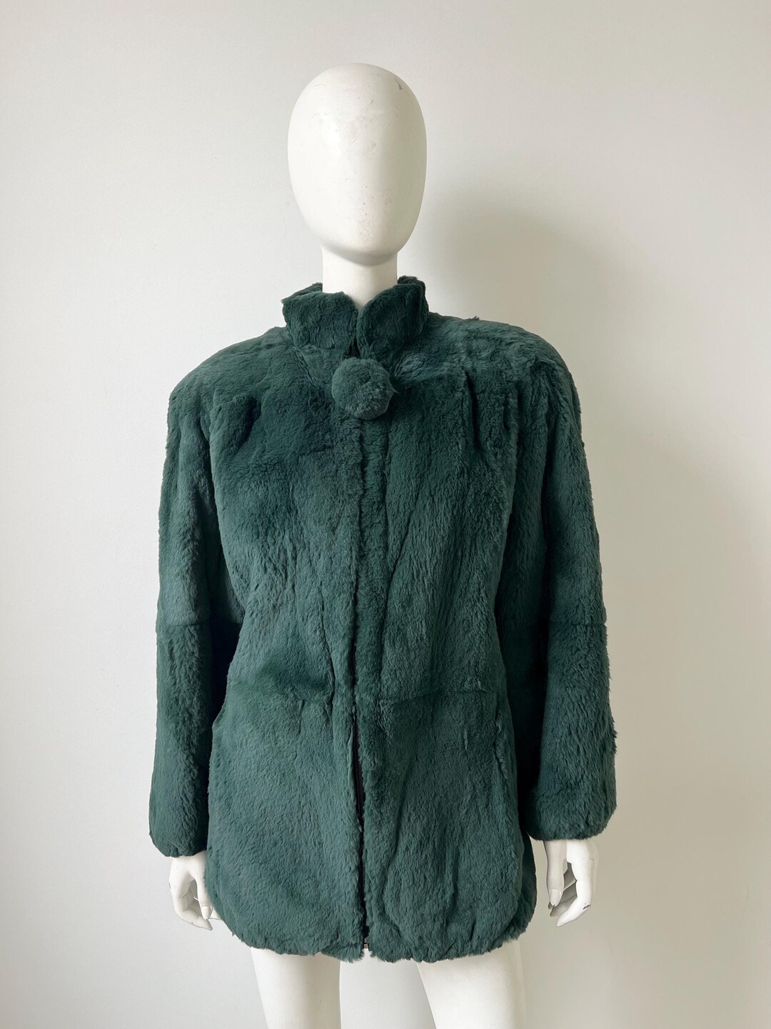 1980s Coat / 80s Green Rabbit Fur Coat / Small to Medium - Etsy