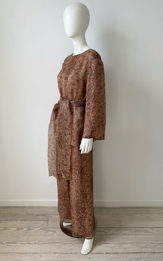 1990s Pant Set / 90s Silk Snake Print 3pc Pant Set by… - Gem