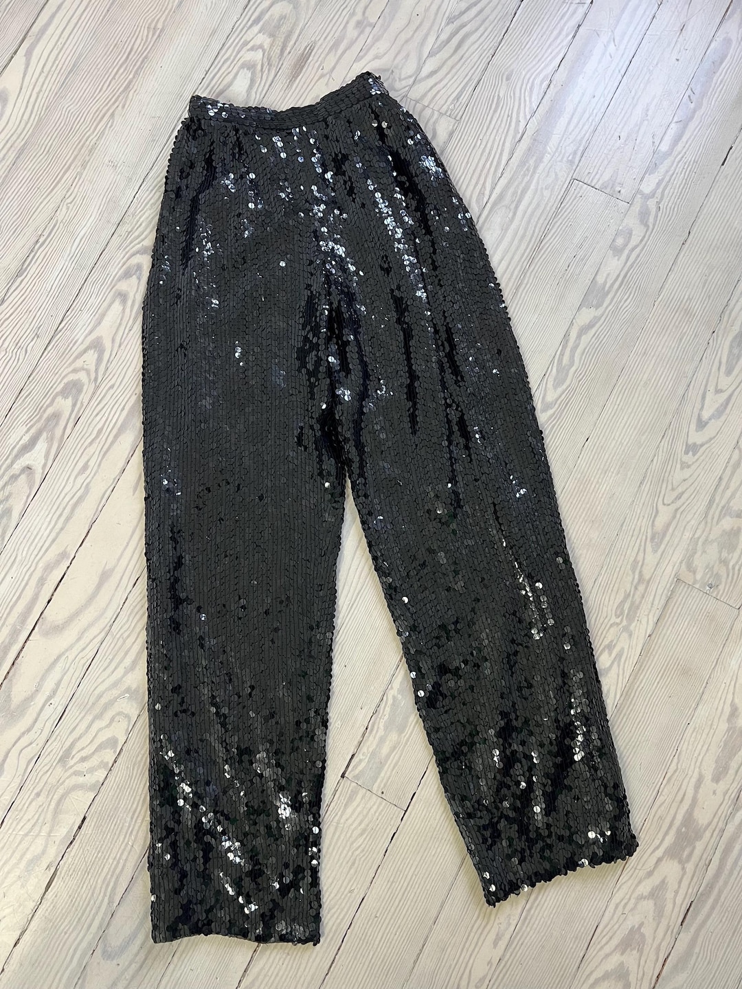 1980s Pants / 80s Lillie Rubin Black Sequin Pants / Extra Small - Etsy