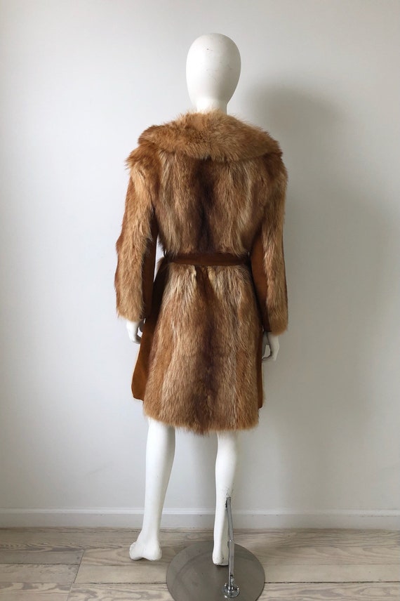 1970s Jacket / 70s Fox and Suede Coat / Medium - Gem