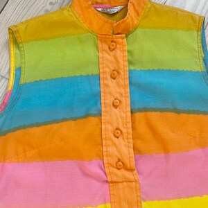 1960s Shirt / 60s Rainbow Stripe Sleeveless Tank Top / Medium - Etsy