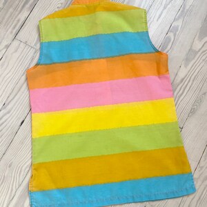 1960s Shirt / 60s Rainbow Stripe Sleeveless Tank Top / Medium - Etsy