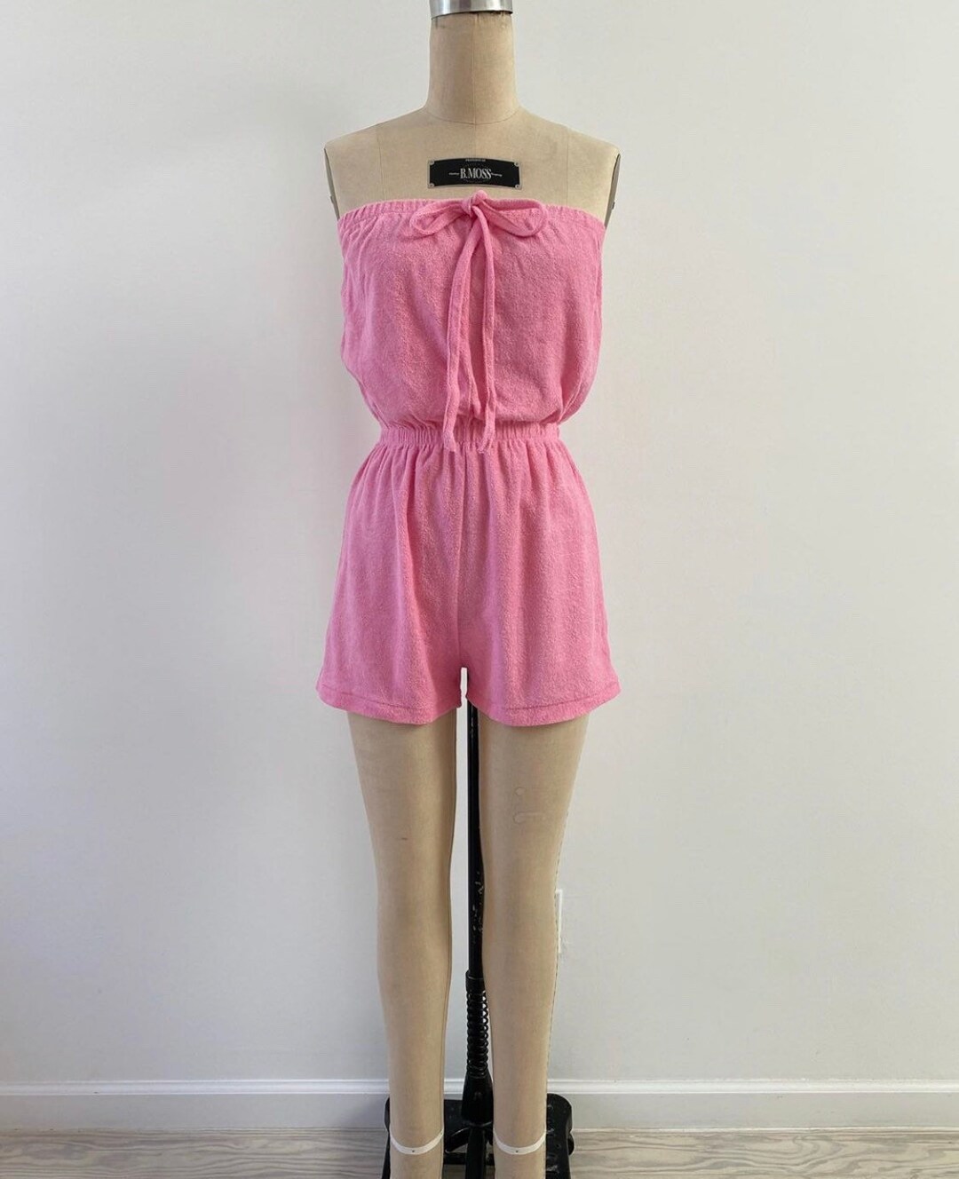 Vintage 1970s Romper / 80s Pink Terry Cloth Playsuit / Small to Medium ...