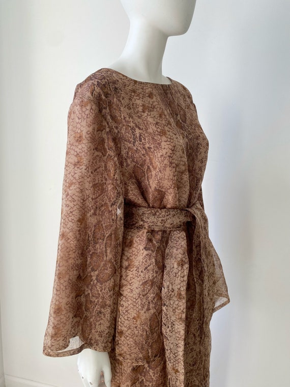 1990s Pant Set / 90s Silk Snake Print 3pc Pant Set by… - Gem