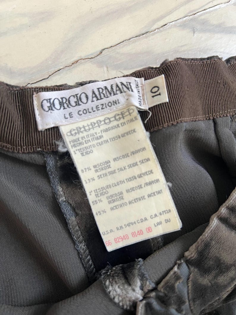 1990s Pants / 90s Giorgio Armani Gray Silk Burnout Trousers / Medium - Etsy