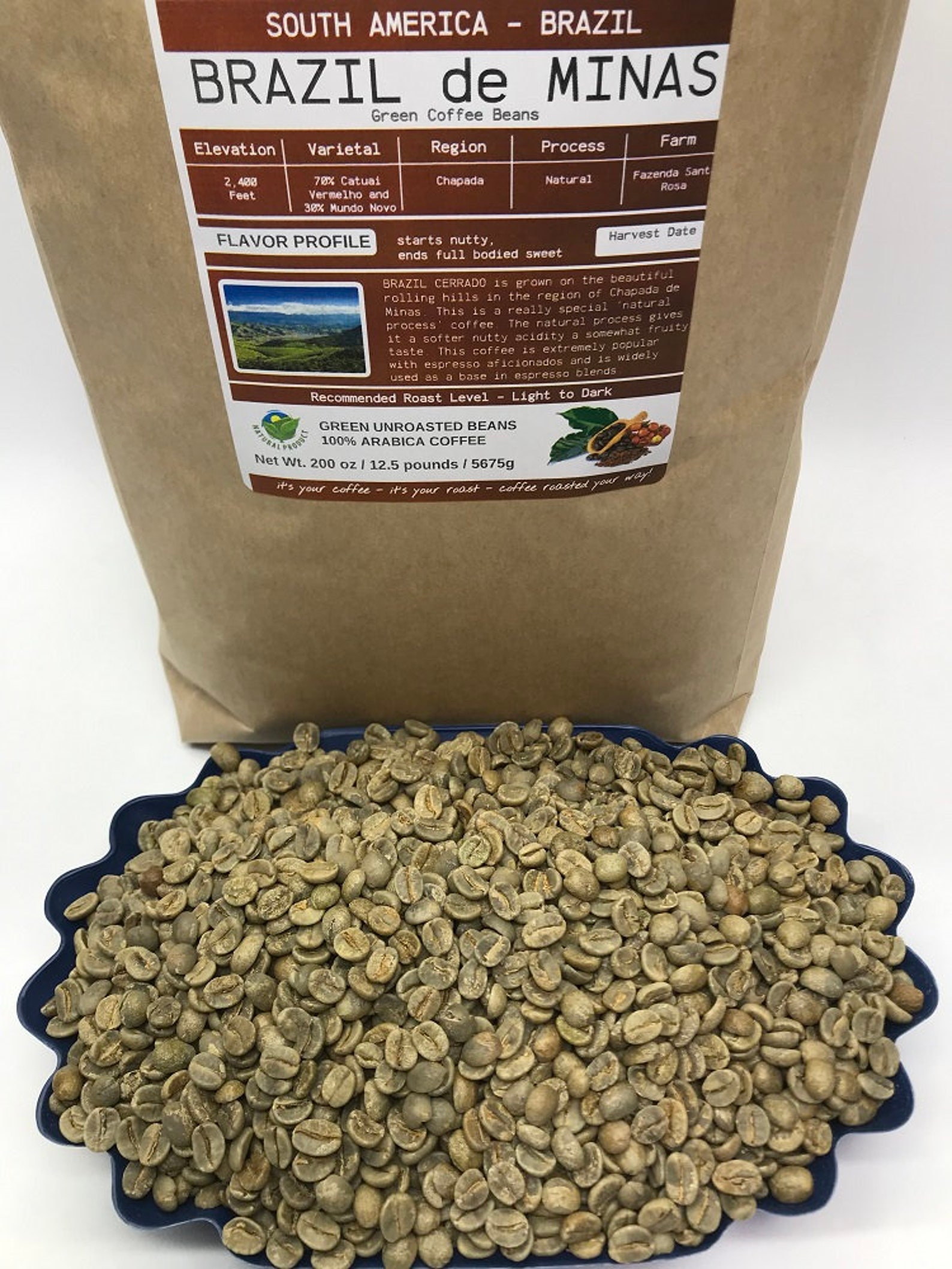 1lb/30lb - Brazilian – Specialty Grade – Premium Unroasted Green Coffee ...