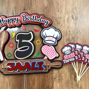 Cooking Birthday Cake Topper / Chef Birthday / Cook Birthday / Kitchen ...