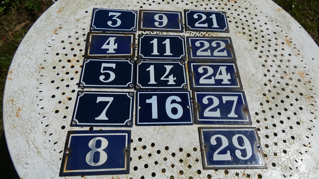 Frennch Enamel House Numbers Metal French Street Signs Blue and White ...