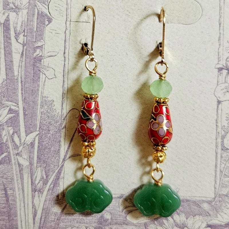 Asian Cloisonne Earrings - Etsy