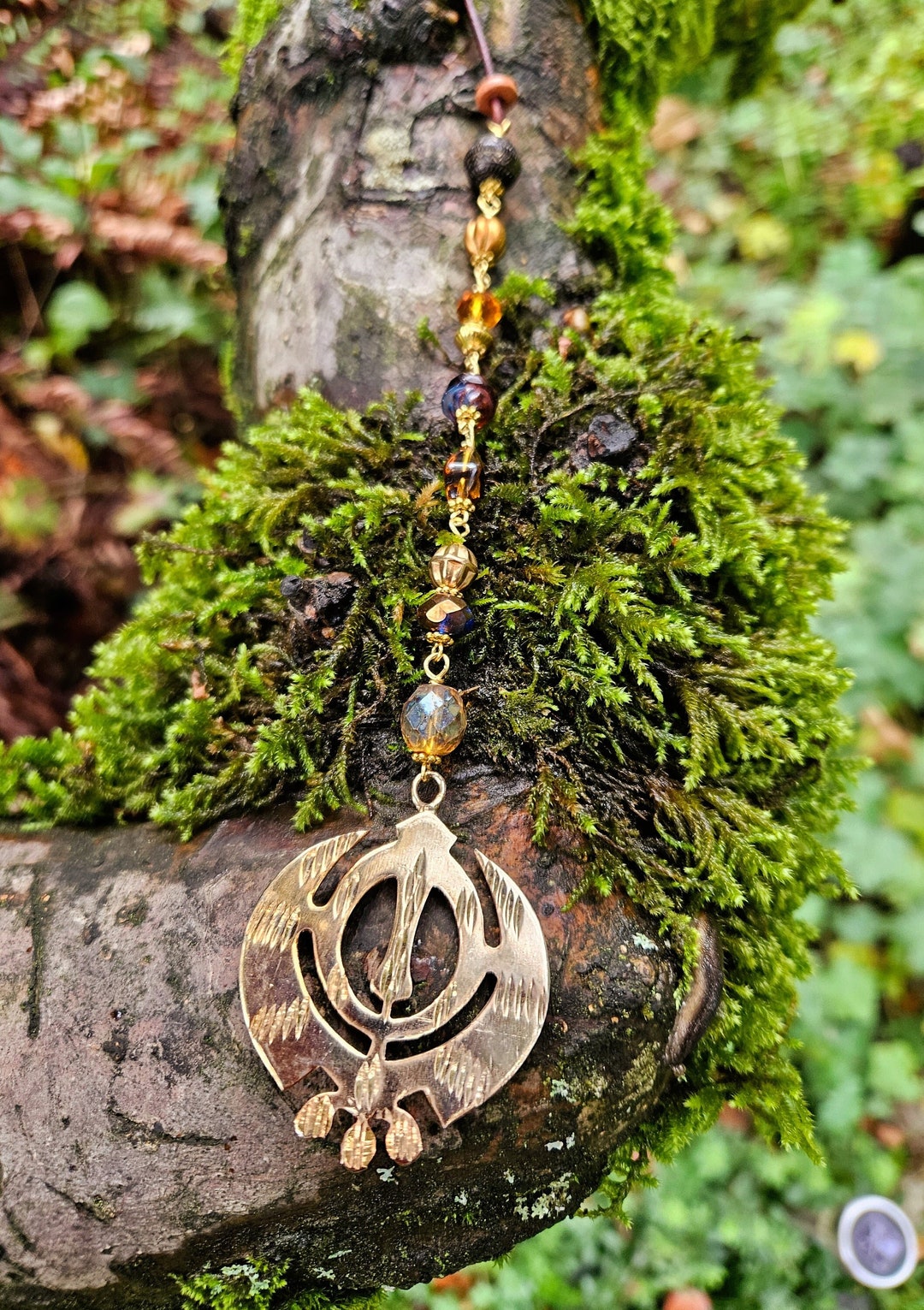 Sikh Khanda Gold Car Mirror Travel Charm Talisman OOAK Sikh Khanda Car ...