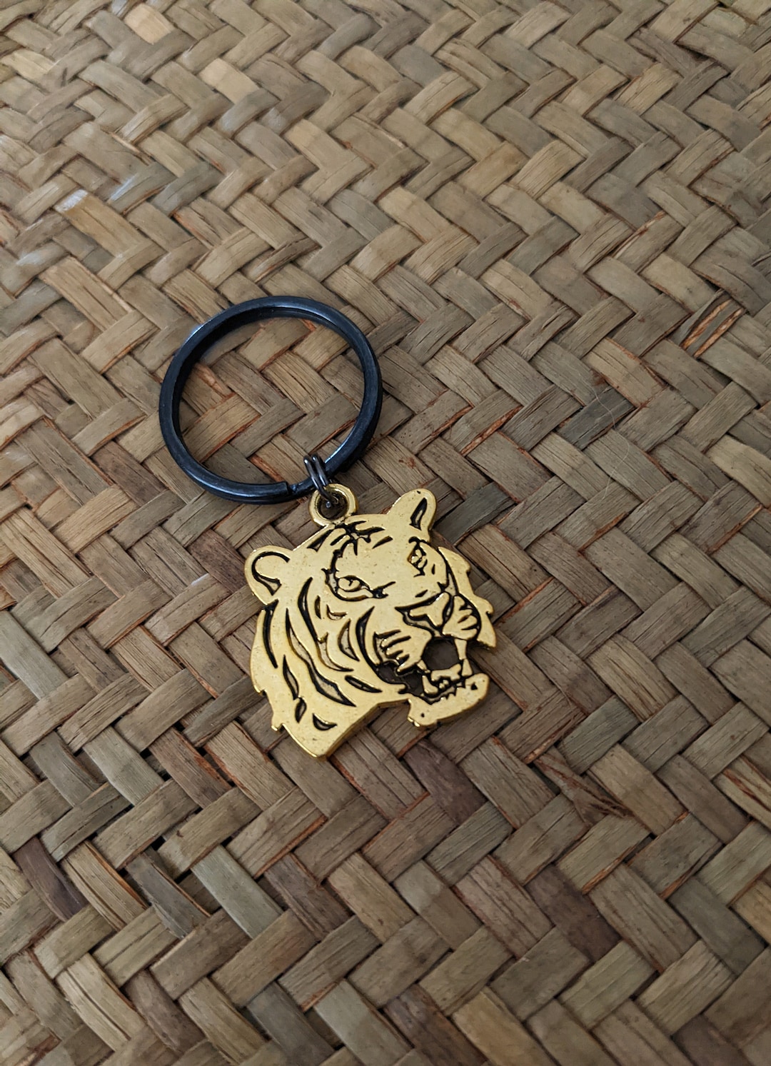 Tiger Key Ring (1) Two Sided Antique Gold Tiger Head Key Ring Detroit ...