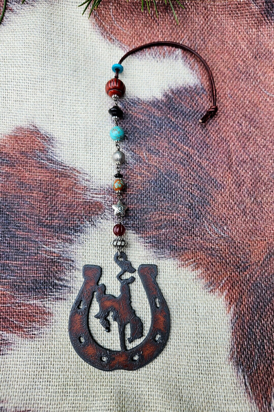 Cowboy SW Horse Rear View Mirror Charm Truck Decor Cowboy Bucking ...