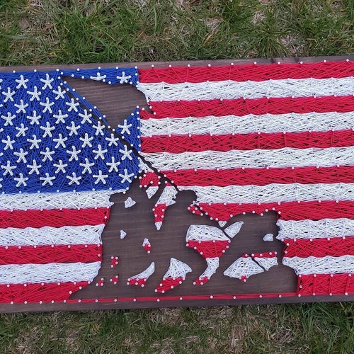 American Flag String Art With Soldier Silhouettes American - Etsy