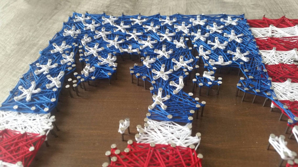 American Flag String Art With Soldier Silhouettes American - Etsy