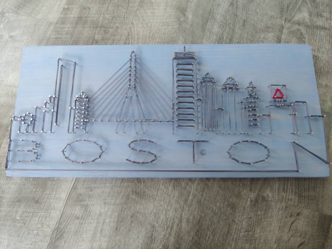 Boston Skyline String Art Boston Massachusetts Skyline | Etsy