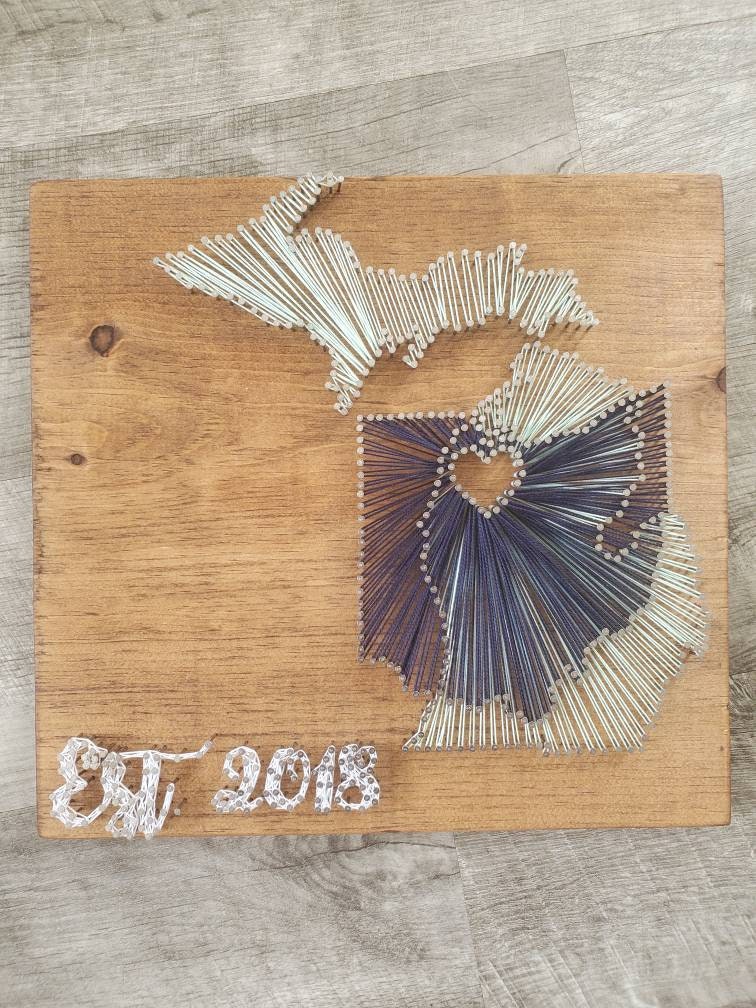 TWO State String Art WITH EST and date Heart in 2 places | Etsy