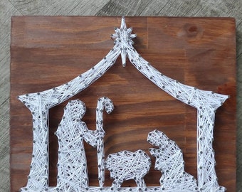 Christmas Nativity String Art Unique Nativity Christmas | Etsy