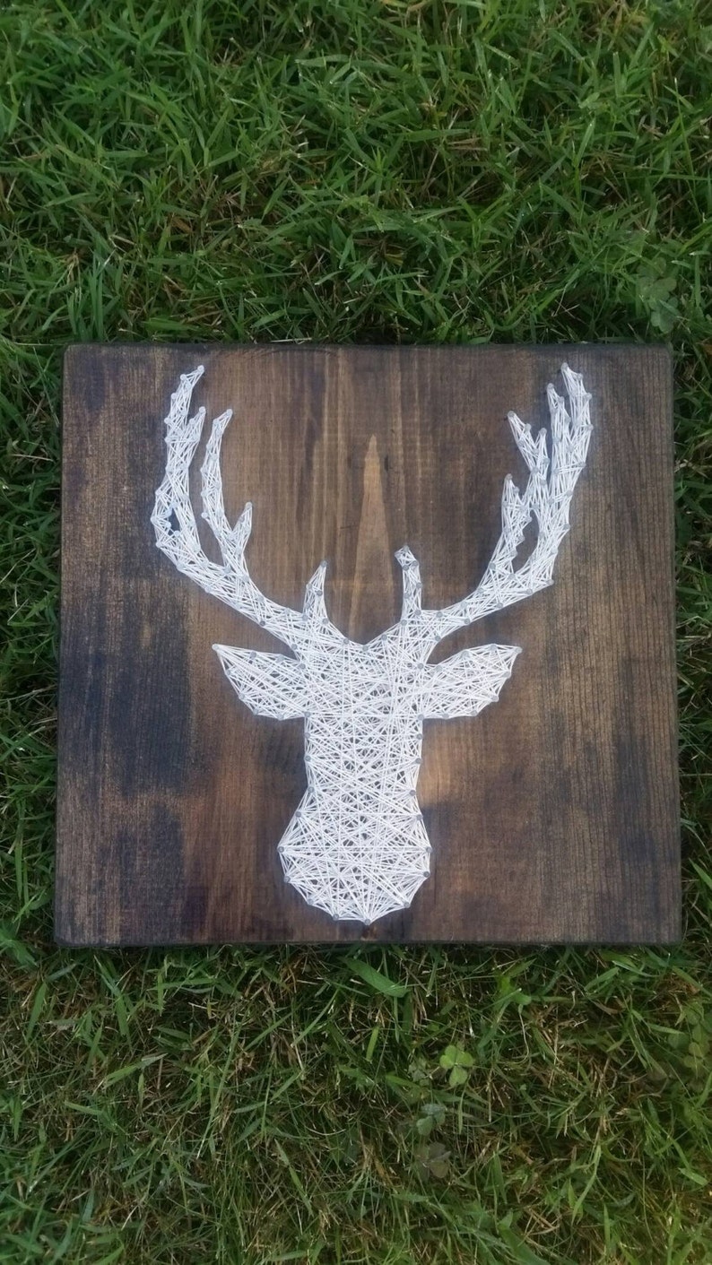 Buck head string art deer string art buck and doe hunter | Etsy