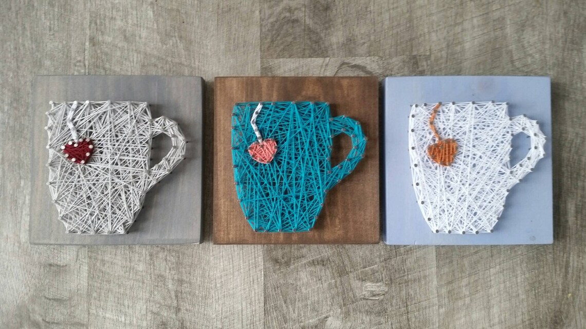 Mini Coffee Cup String Art Mini Tea Cup String Art Coffee - Etsy