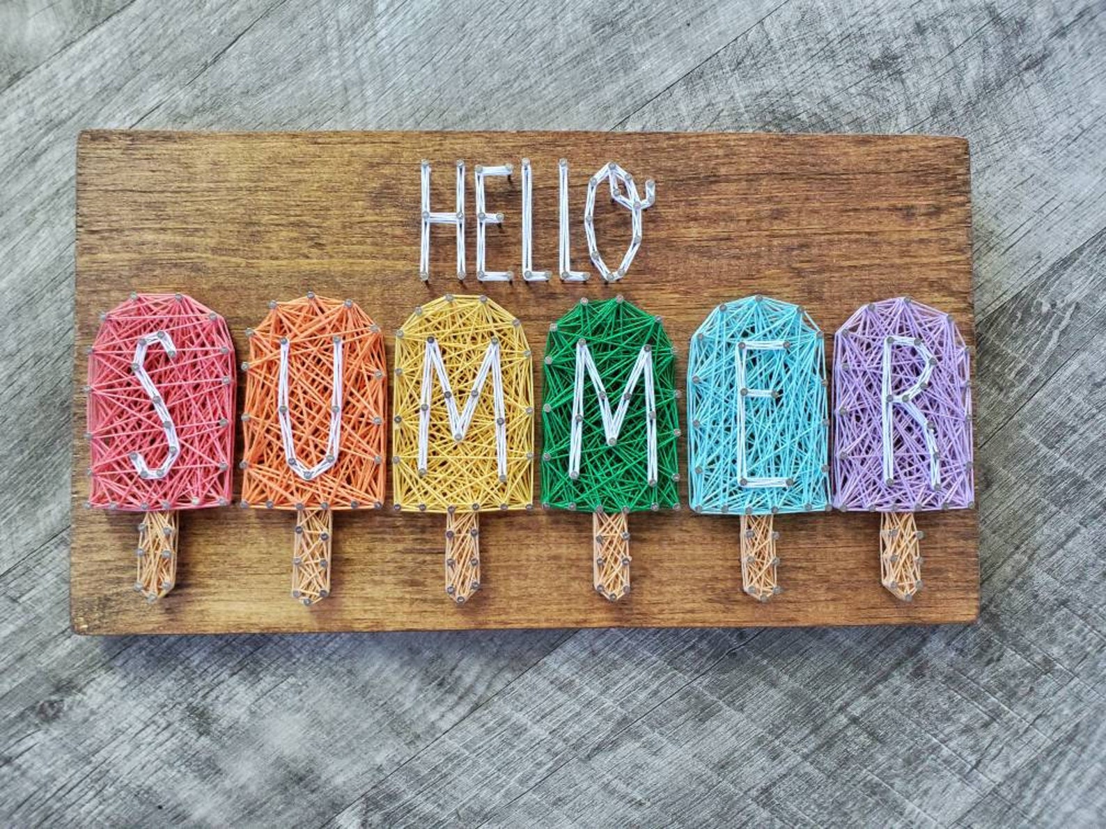 Hello Summer String Art Summer Decor Popsicle Decor Summer | Etsy