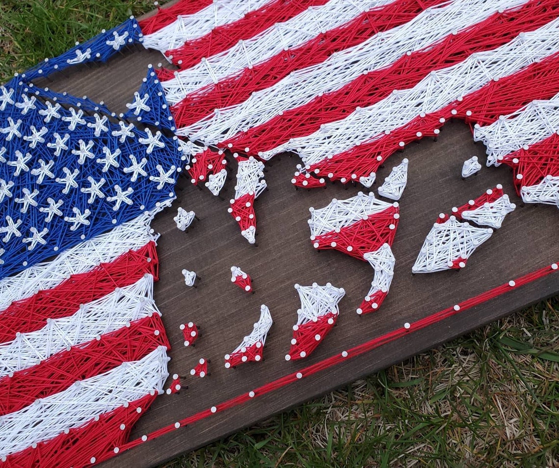 American Flag String Art With Iwo Jima Soldier Silhouettes - Etsy