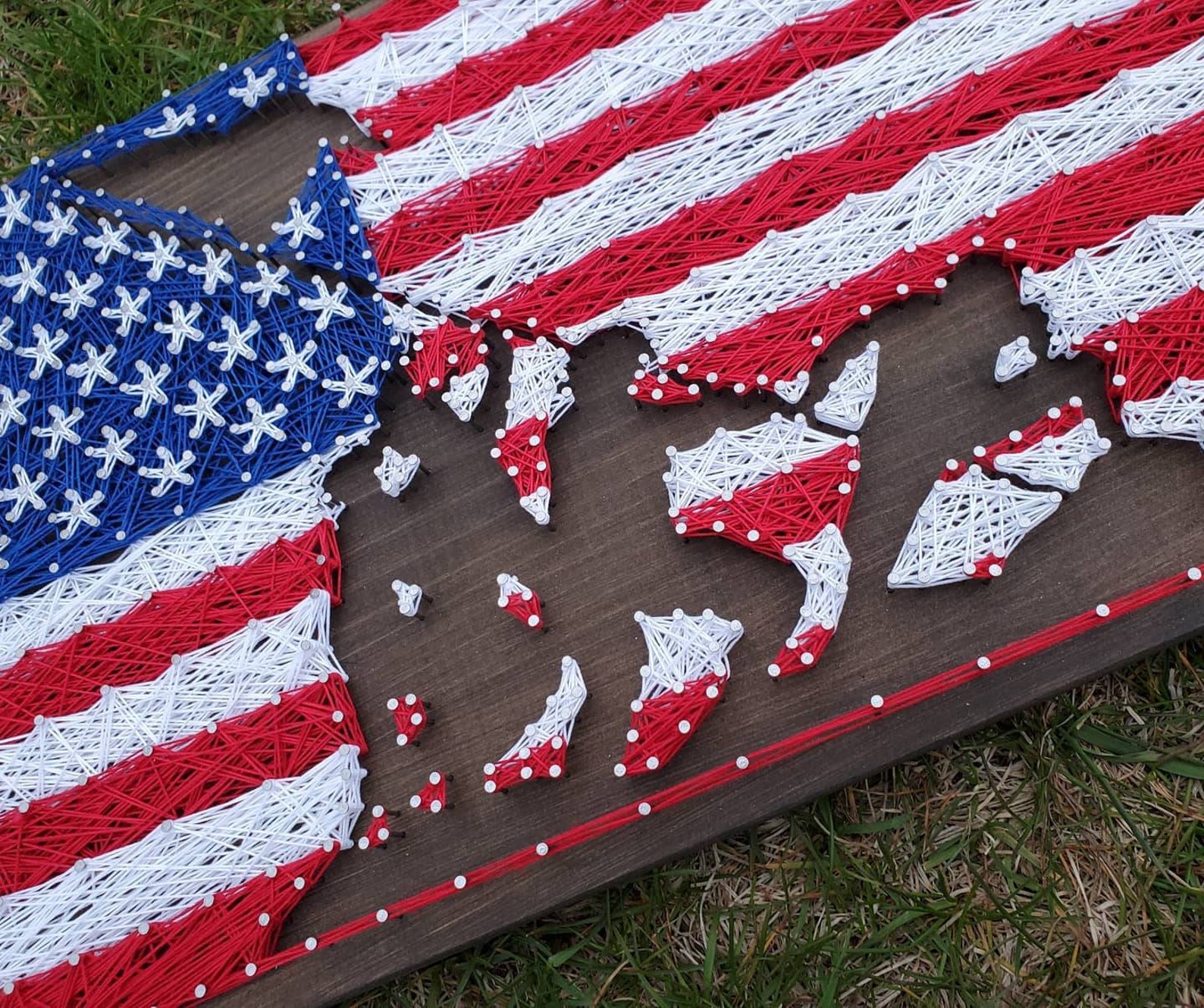 American Flag String Art With Iwo Jima Soldier Silhouettes - Etsy