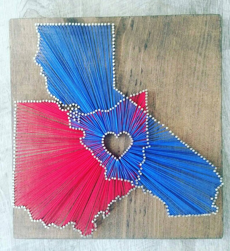 TWO State String Art Nail Art Heart in 2 Places String Art - Etsy