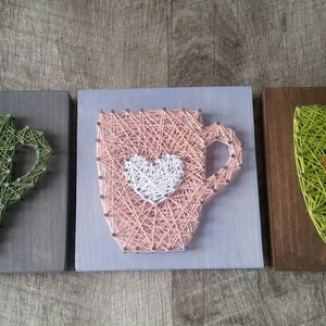 Mini Coffee Cup String Art, Mini Tea Cup String Art, Coffee Lover, Tea ...