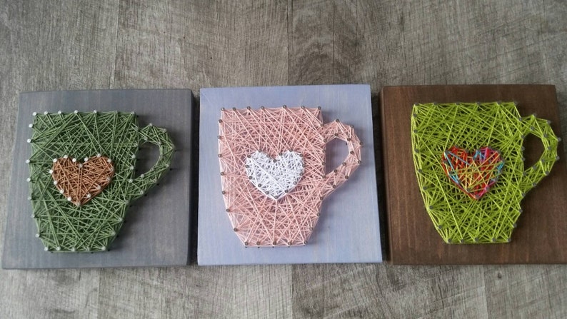 Mini Coffee Cup String Art Mini Tea Cup String Art Coffee - Etsy
