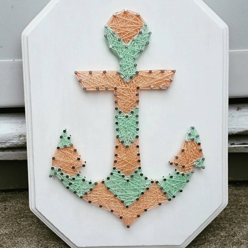 Chevron Anchor Custom String Art Design Beach String Art | Etsy