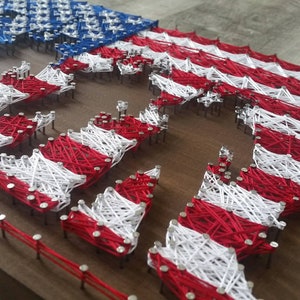 American Flag String Art With Soldier Silhouettes, American String Art ...