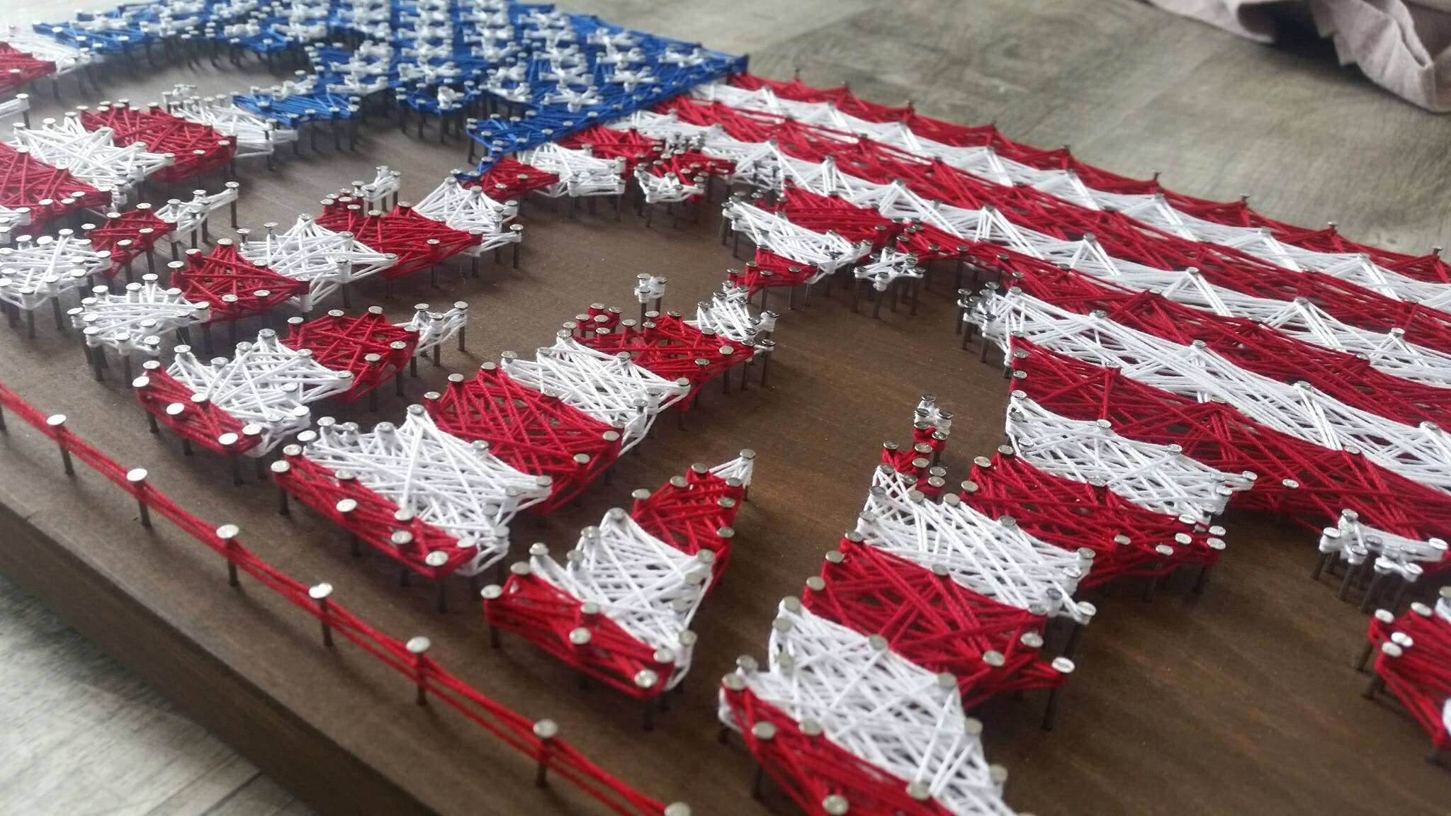 American Flag String Art With Soldier Silhouettes American - Etsy