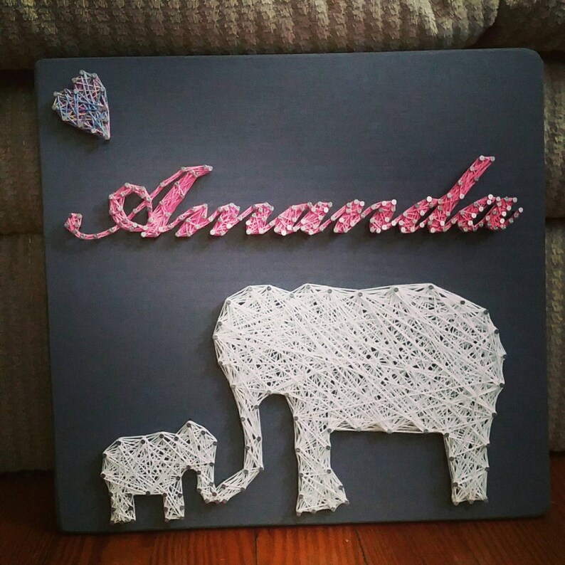 Mommy and Baby Elephant String Art Personalized String Art - Etsy