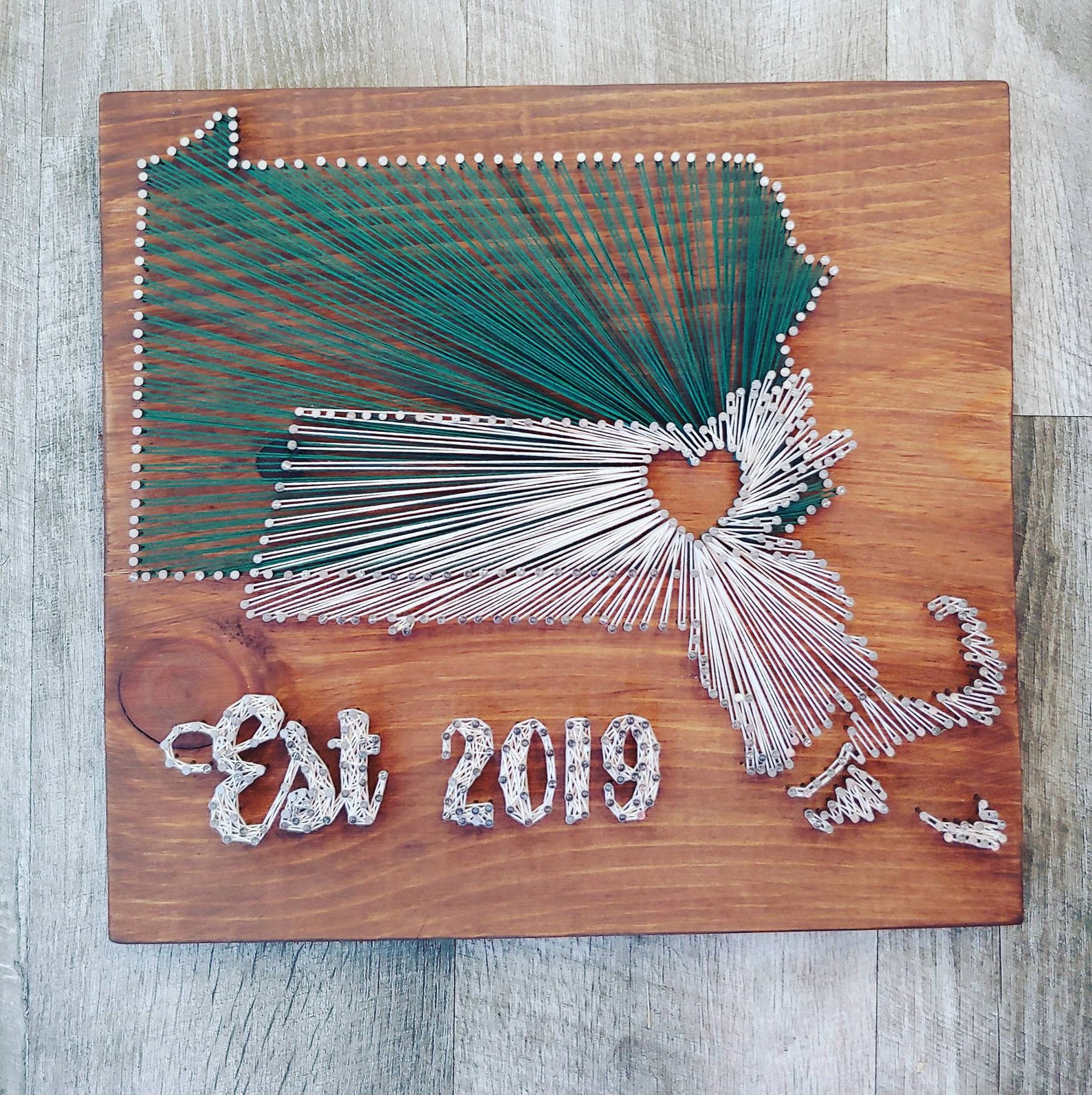 TWO State String Art WITH EST and Date Heart in 2 Places | Etsy