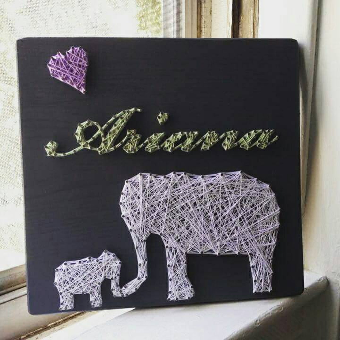 Mommy and Baby Elephant String Art, Personalized String Art, Baby ...