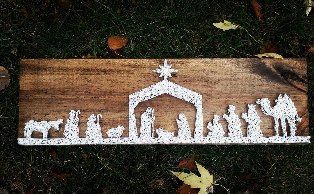 Christmas Nativity String Art, Unique Nativity, Christmas Decoration ...